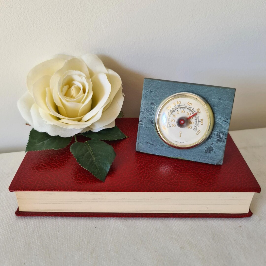 Stone Thermometer, Vintage Small Marble Thermometer, Desk, Shelf ...