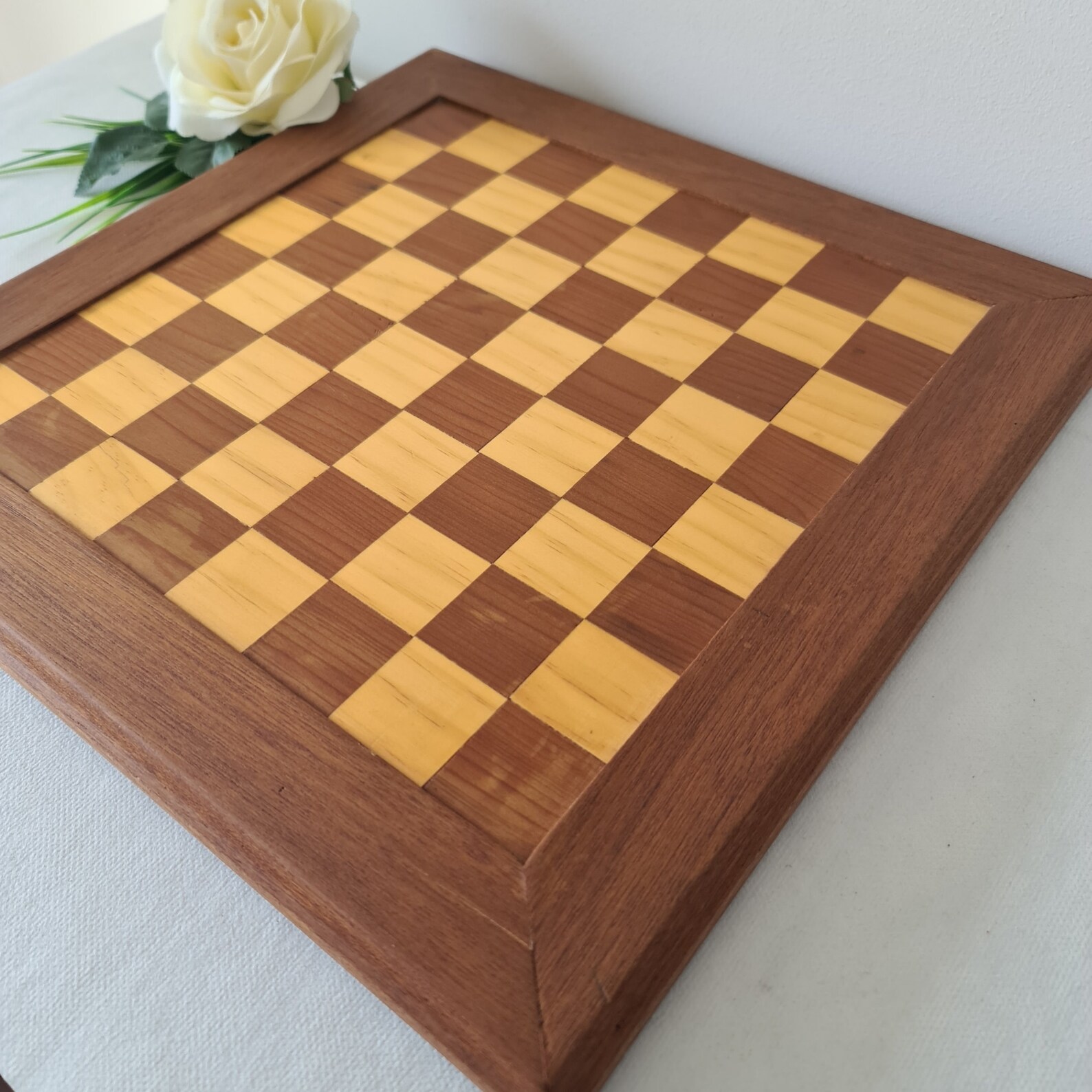 Chess Board, Vintage Pine & Cedar With Meranti Frame Handmade Chess ...