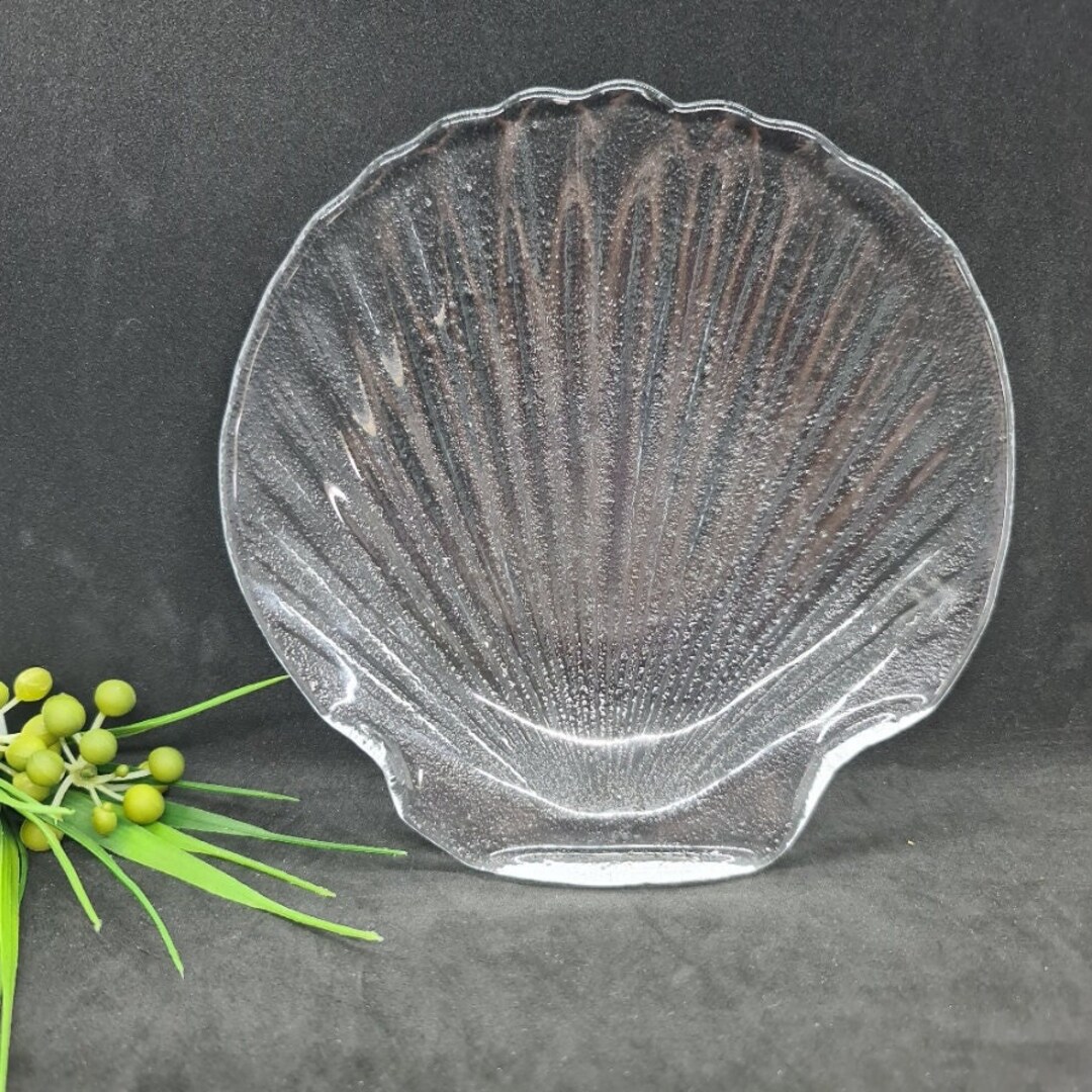 Clam Plates, Glass Shell Vintage Dishes, Set of 6 Serving Dish, Mid ...