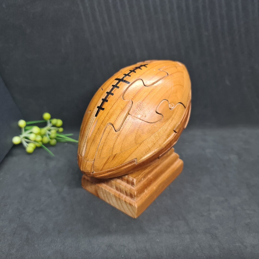 Wood Football or Rugby 3D Puzzle Ball With Stand Ball Puzzle - Etsy