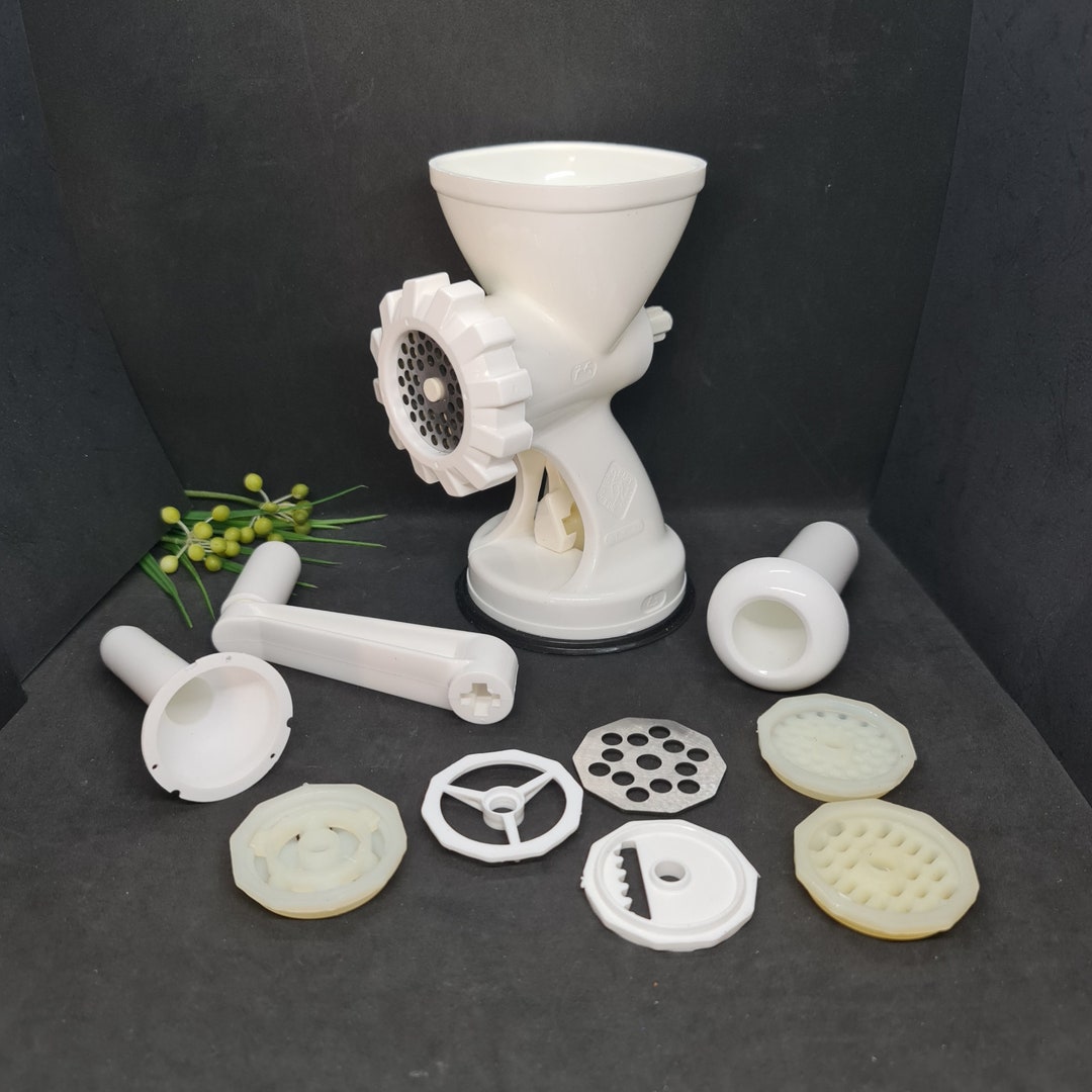 Retro Meat Mincer, Mincy Italian Vintage White Plastic & Steel Kitchen ...