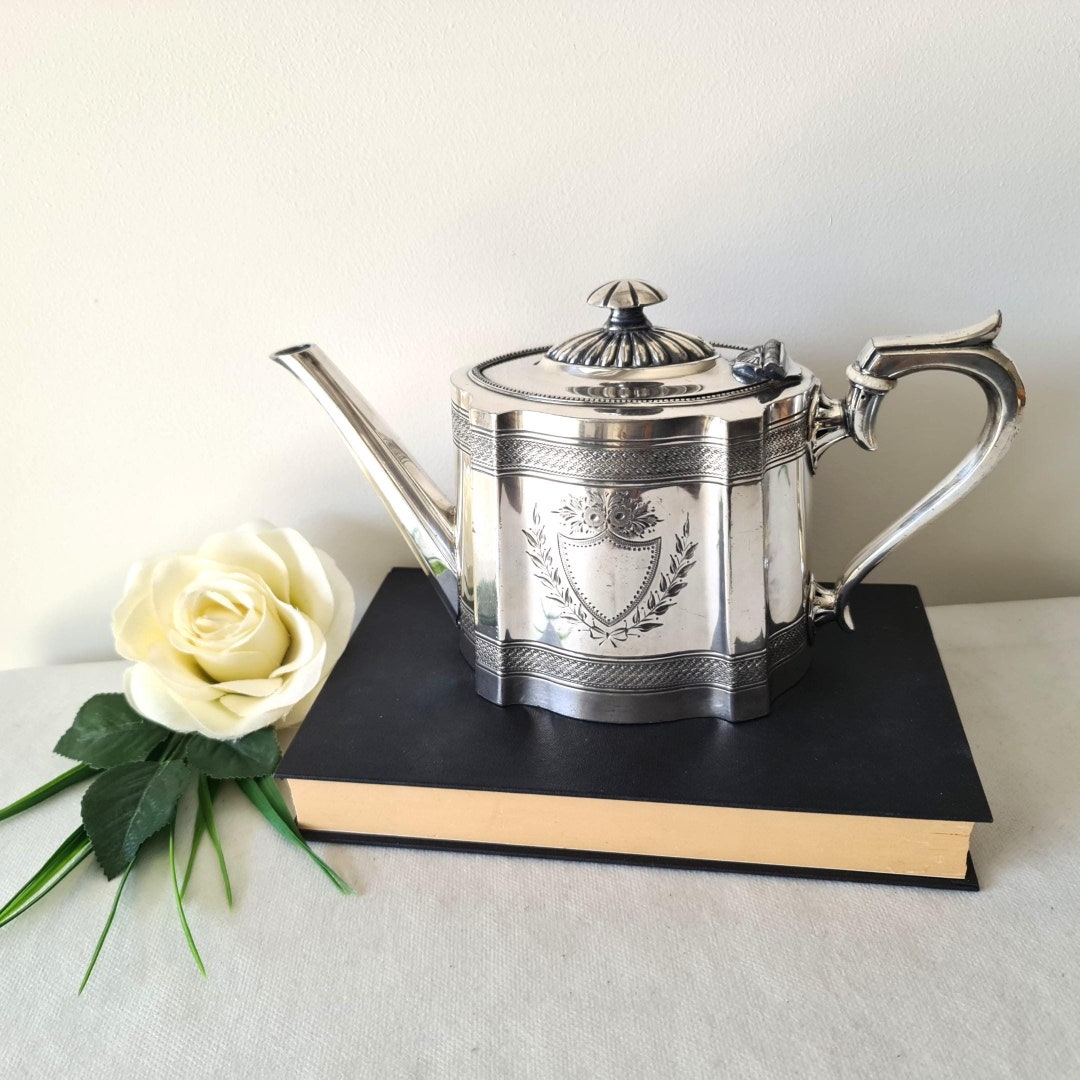 Silver Tea Pot, James Dixon & Sons Antique Teapot, EPBM, Kitchen Home ...