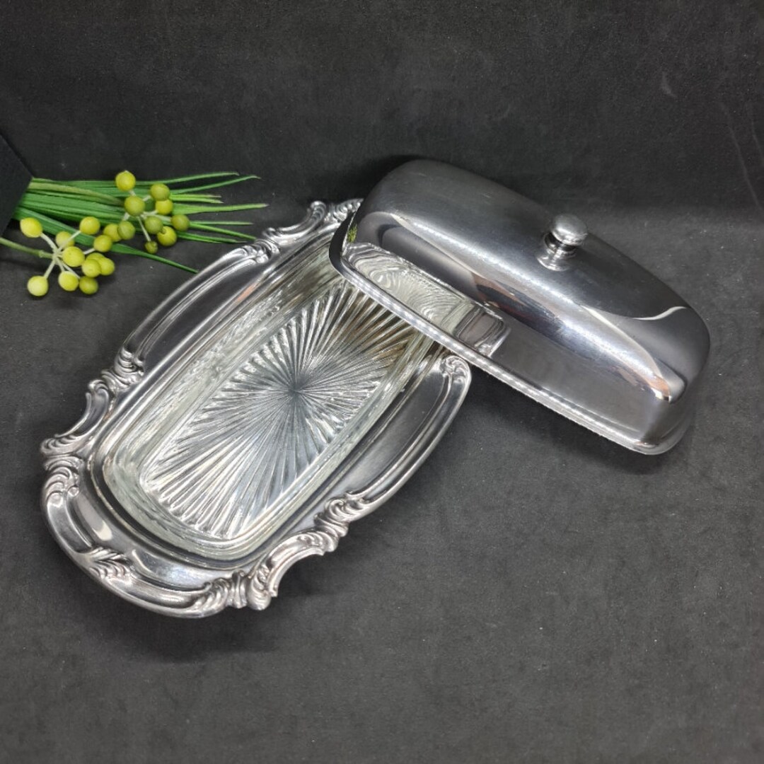 Silver Butter Dish, Mid Century Vintage Paramount Silver & Glass ...