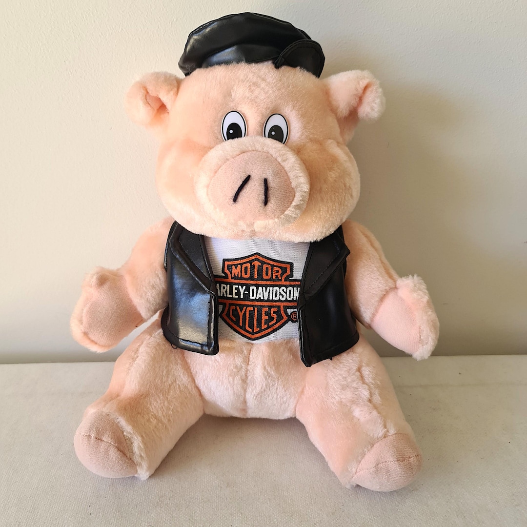 Harley Davidson Pig, Rare Vintage Soft Stuffed Toy, Vinyl Vest & Hat ...