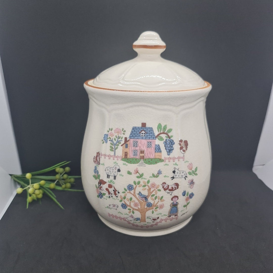 Cookie Jar, Country Home Jamestown China, Gorgeous Country Farm Scene ...