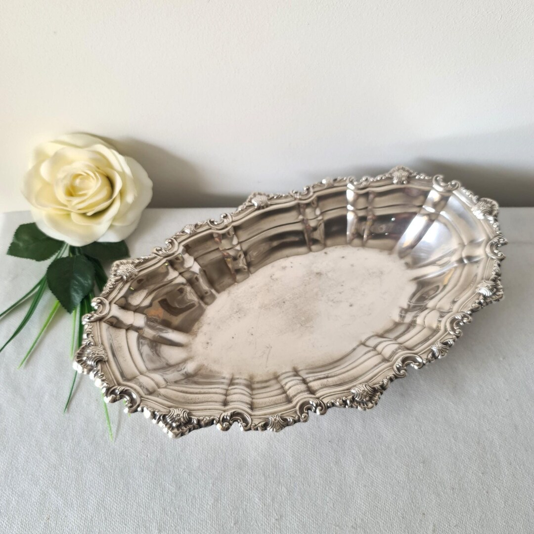 Silver Bowl, Genuine Viners Vintage Silver Plated Serving Oval Dish ...
