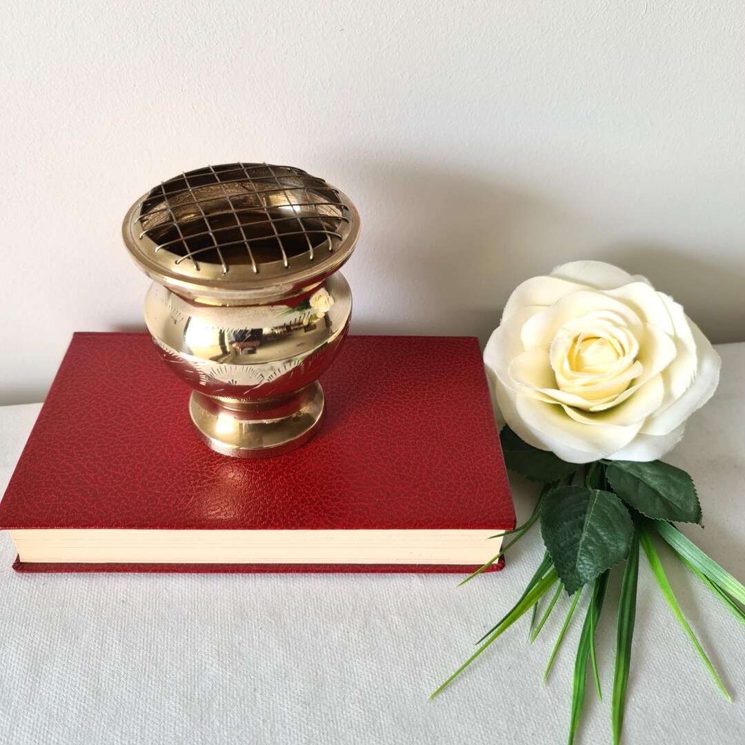 Brass Potpourri Bowl, Vintage Collectable Rose, Incence or Flower Vase ...