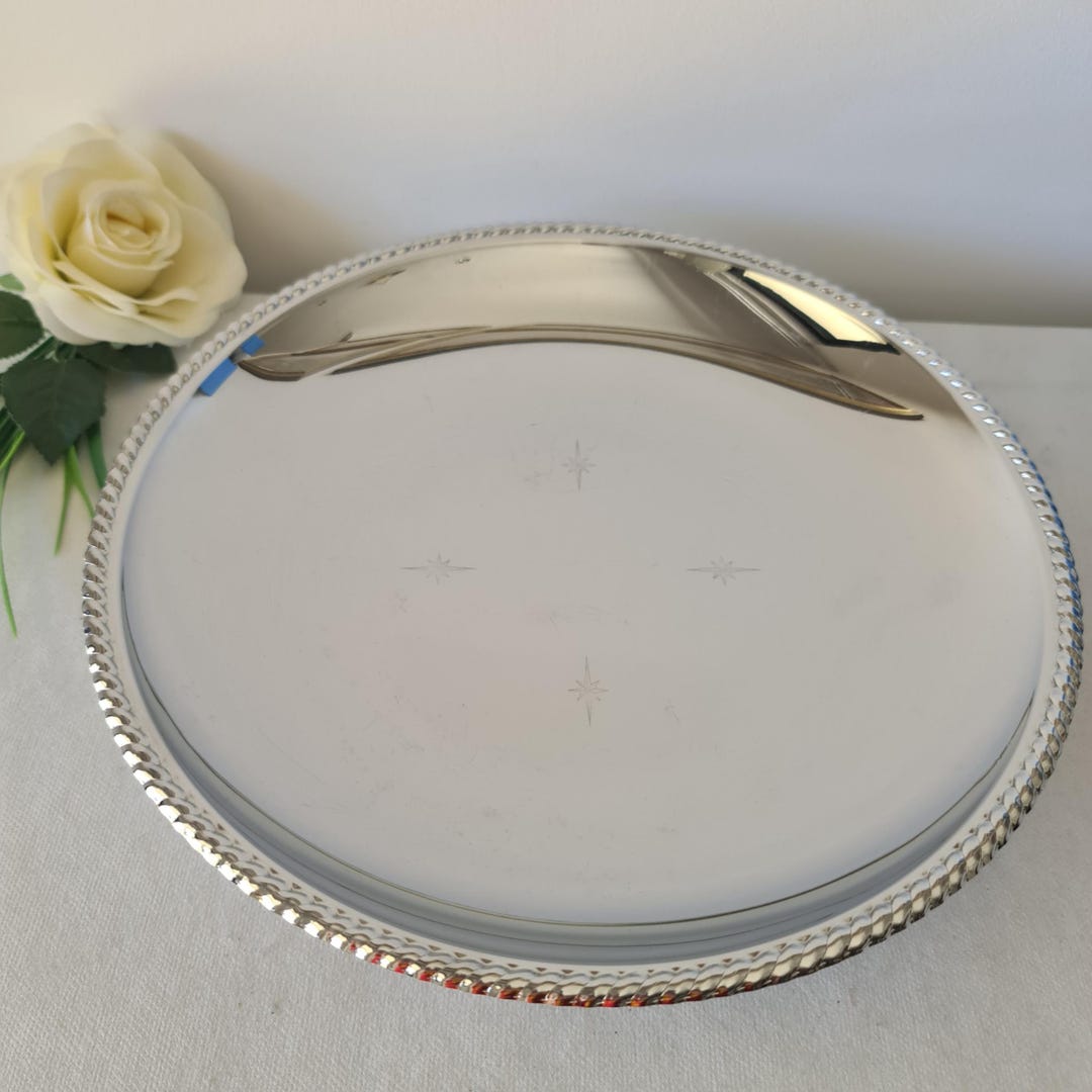Silver Bowl, Hors D'oeuvre Server Vintage Chrome Plated Serving Footed ...