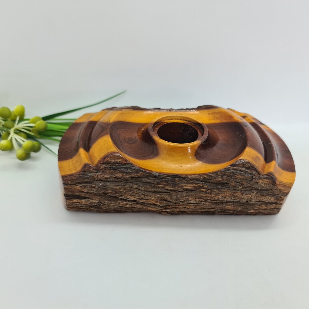 Australian Turned Mulga Wood Vintage Inkwell, Solid Timber Home Decor ...