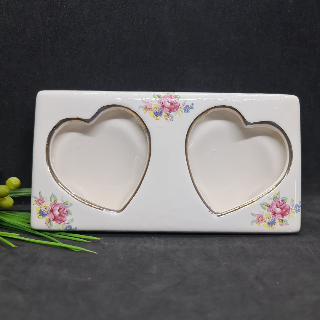 Photo Frame Vintage Porcelain Double Heart Frame With Roses - Etsy