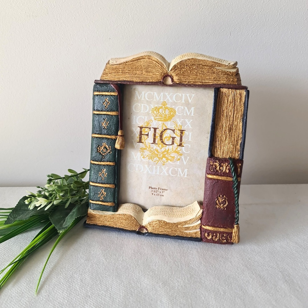Figi Graphics Photo Frame, 1994 Rare Antique Books Design Glass Front ...