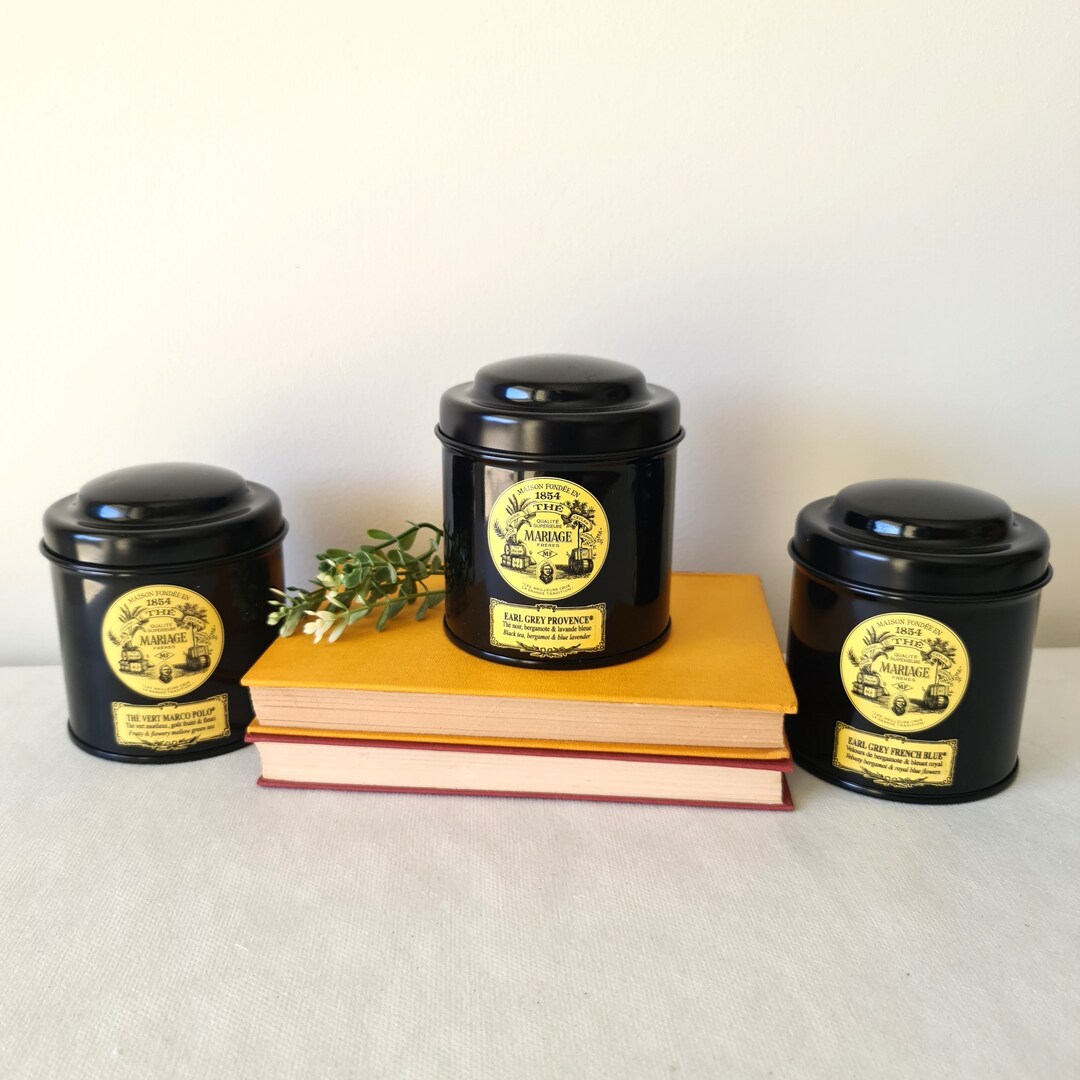 Mariage Freres Tin, French Tea Decorative Black Gold Round Metal Tins ...