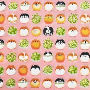 Shiba Inu Dog Fabric: "shiba Furushiki" Pink Cotton Sheeting (half Yard ...