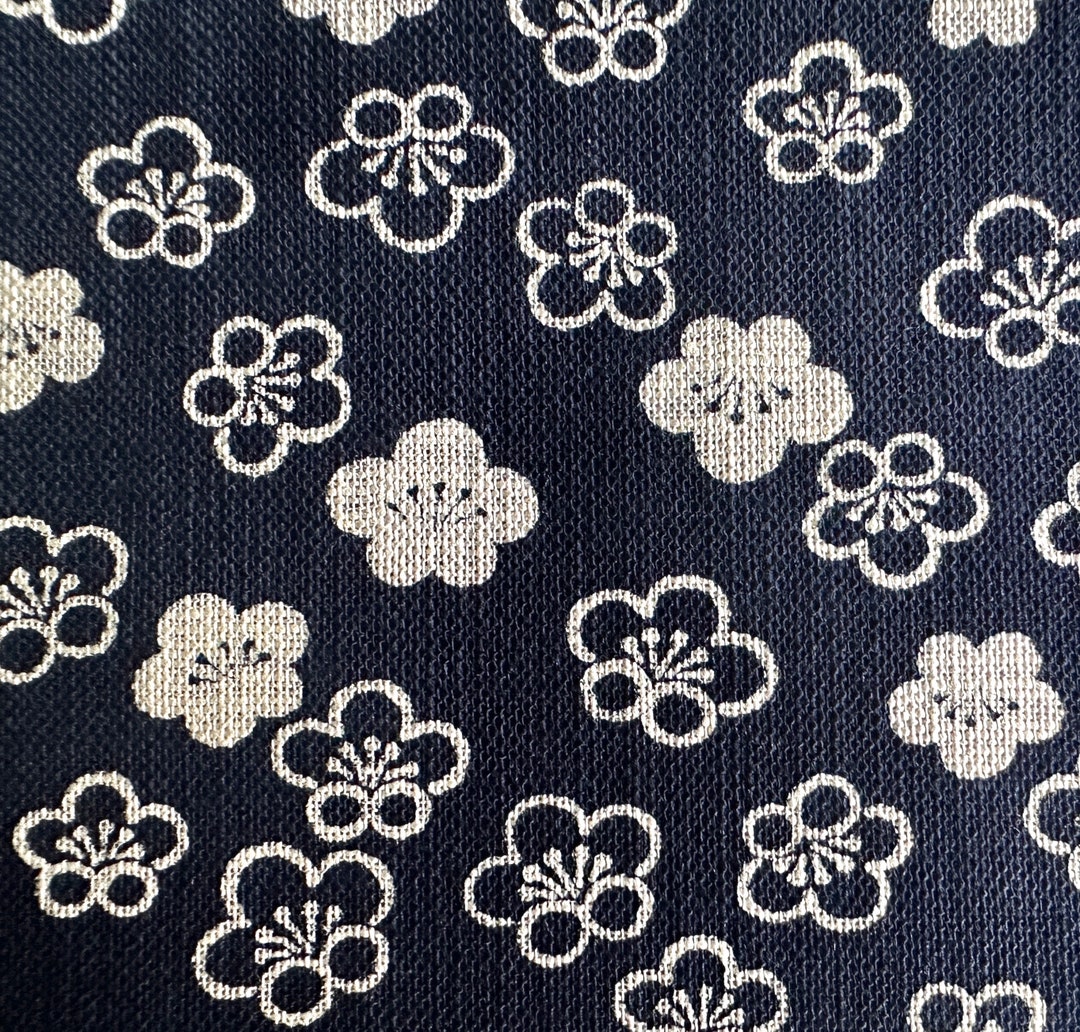 Nara Homespun Traditional Japanese Wagara Plum Blossom Design, Indigo ...