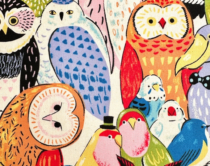 Bird Bash Fabric, Powerful Collection on Oxford Cotton, Kokka Japan ...