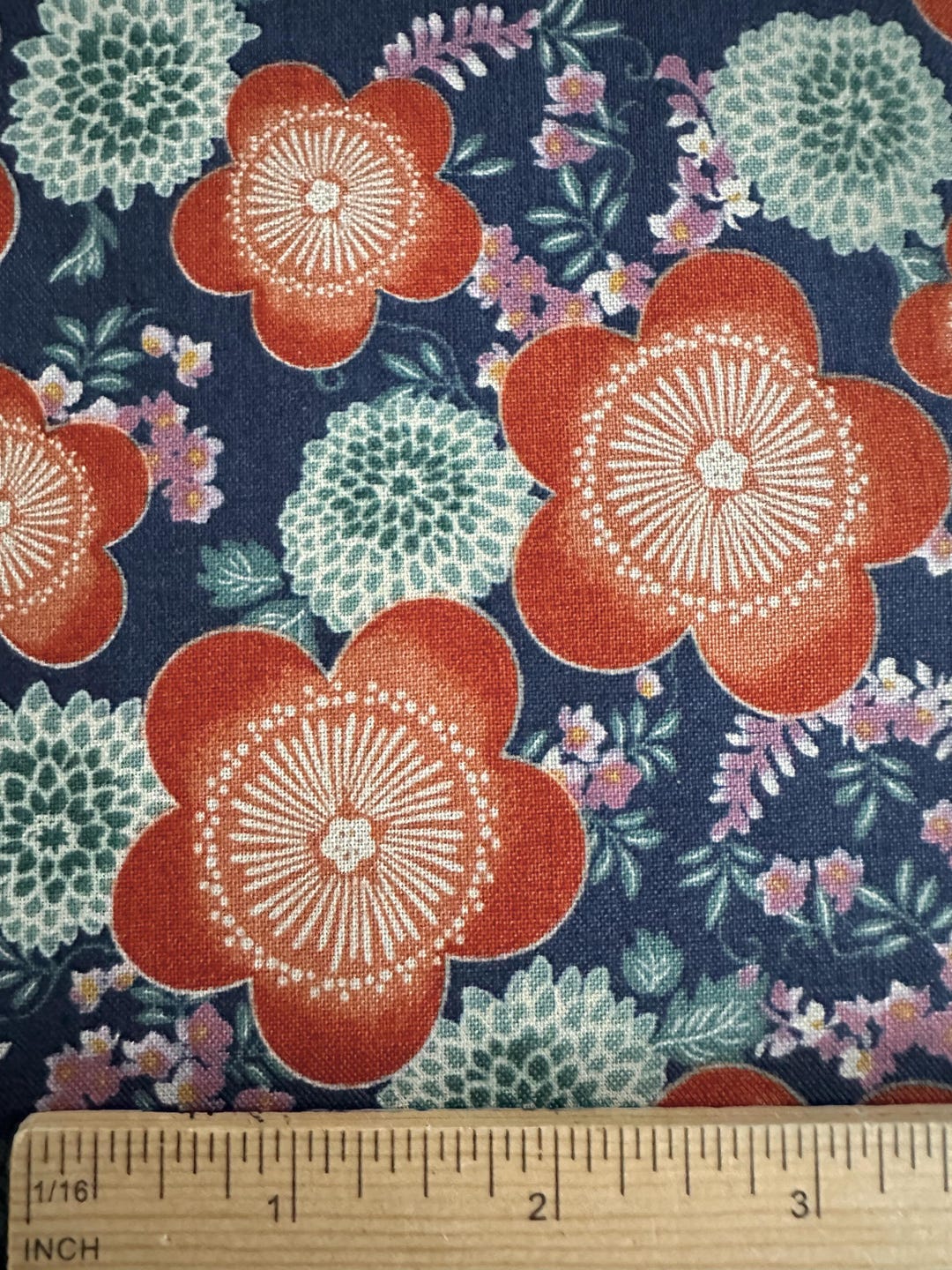 Japanese Sakura Fabric: Kyoto Garden 100% Cotton Sheeting, Navy 43/44 ...