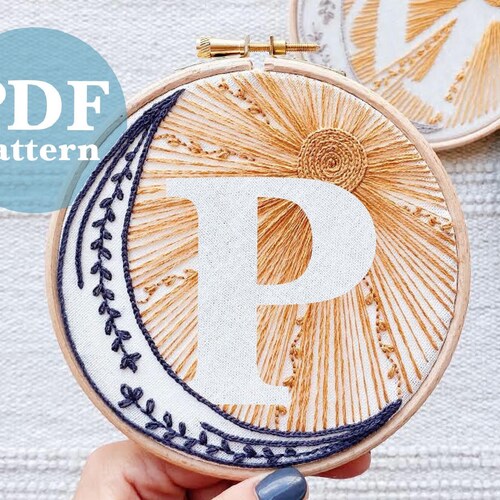 Floral Letter p Hand Embroidery Pattern / Digital - Etsy