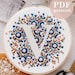 Tiny Flower Letter "v" Hand Embroidery Pattern: Floral DIY Hoop Art ...