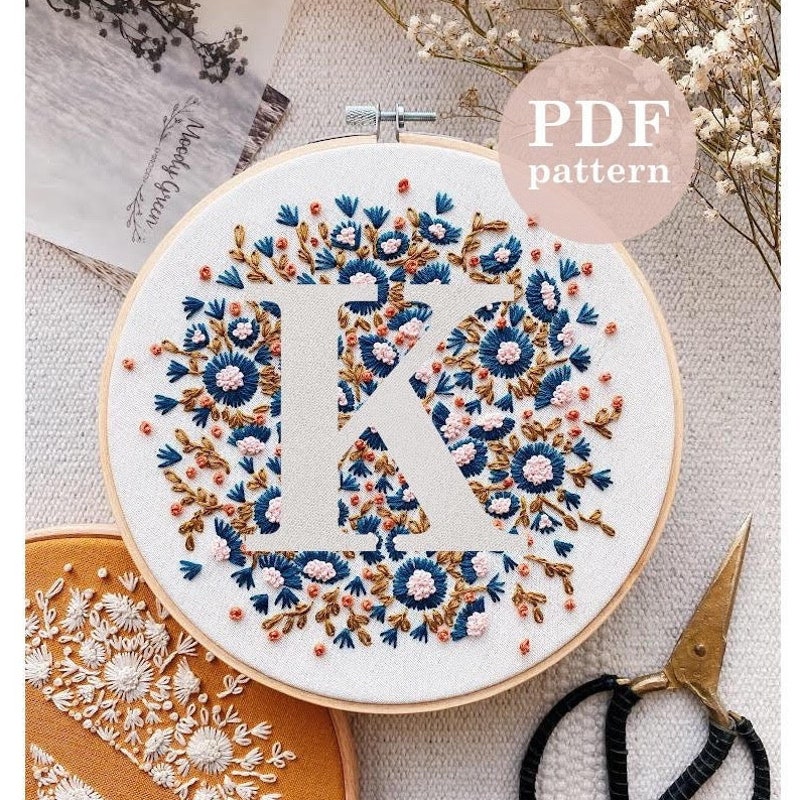 K Embroidery Pattern - Etsy