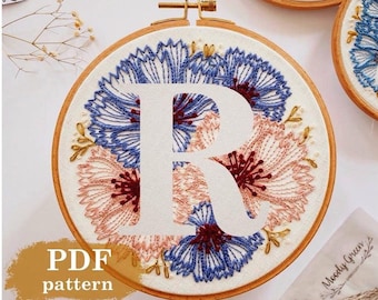 Cornflower Letter l Hand Embroidery Pattern / Digital PDF Download ...