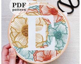 Floral Letter m Hand Embroidery Pattern / Digital | Etsy