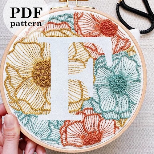 Floral Letter f Hand Embroidery Pattern / Digital - Etsy
