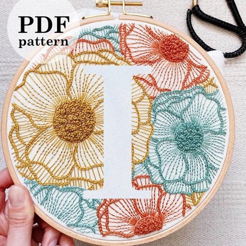 Floral Letter y Hand Embroidery Pattern / Digital - Etsy