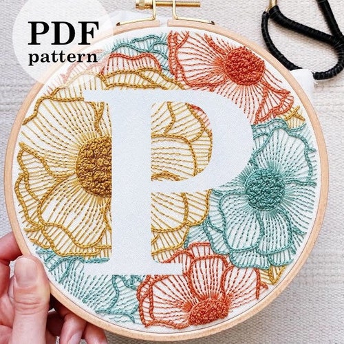 Celestial Design Letter p Hand Embroidery Pattern - Etsy