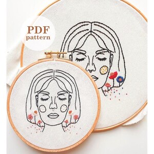 Blooming Lady Hand Embroidery Pattern / Easy Digital PDF Download ...