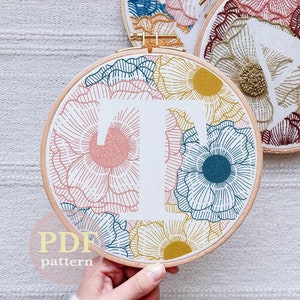 Floral Letter "t" Hand Embroidery Pattern: DIY Monogram (digital PDF ...