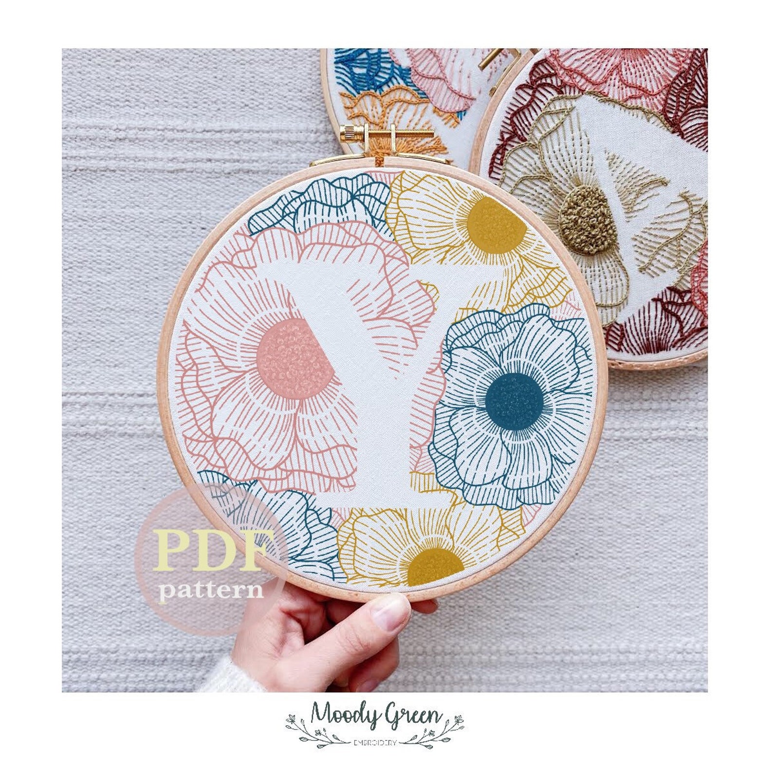 Floral Letter y Hand Embroidery Pattern / Digital - Etsy