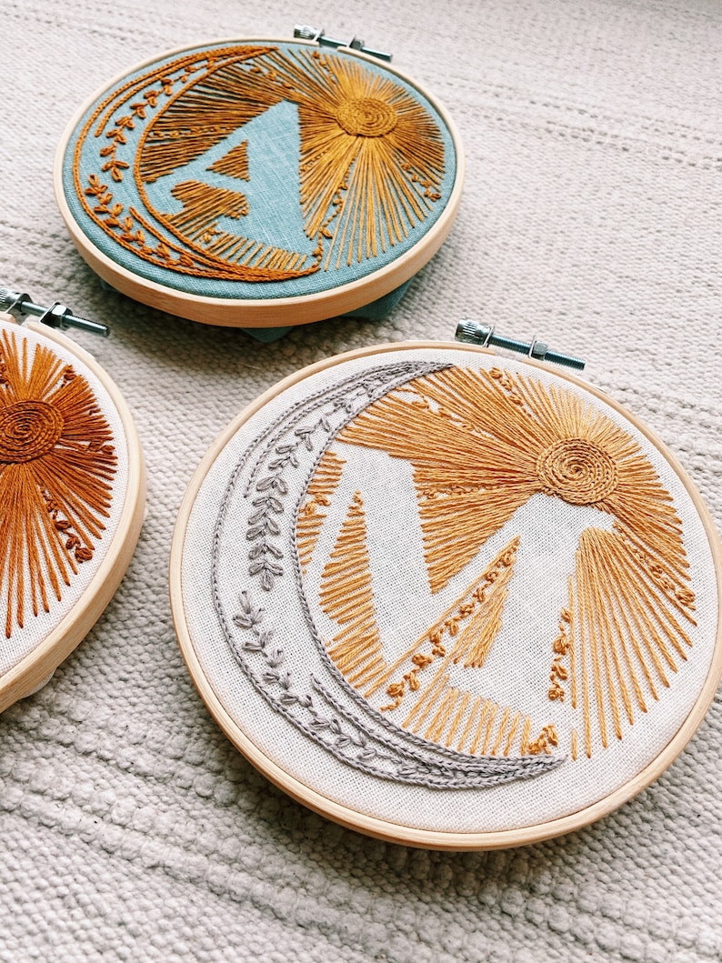 Celestial Design Letter h Hand Embroidery Pattern - Etsy