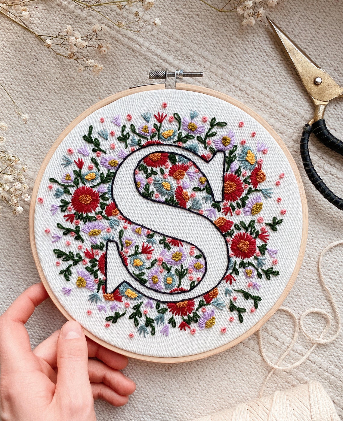 Tiny Flower Letter i Hand Embroidery Pattern / | Etsy