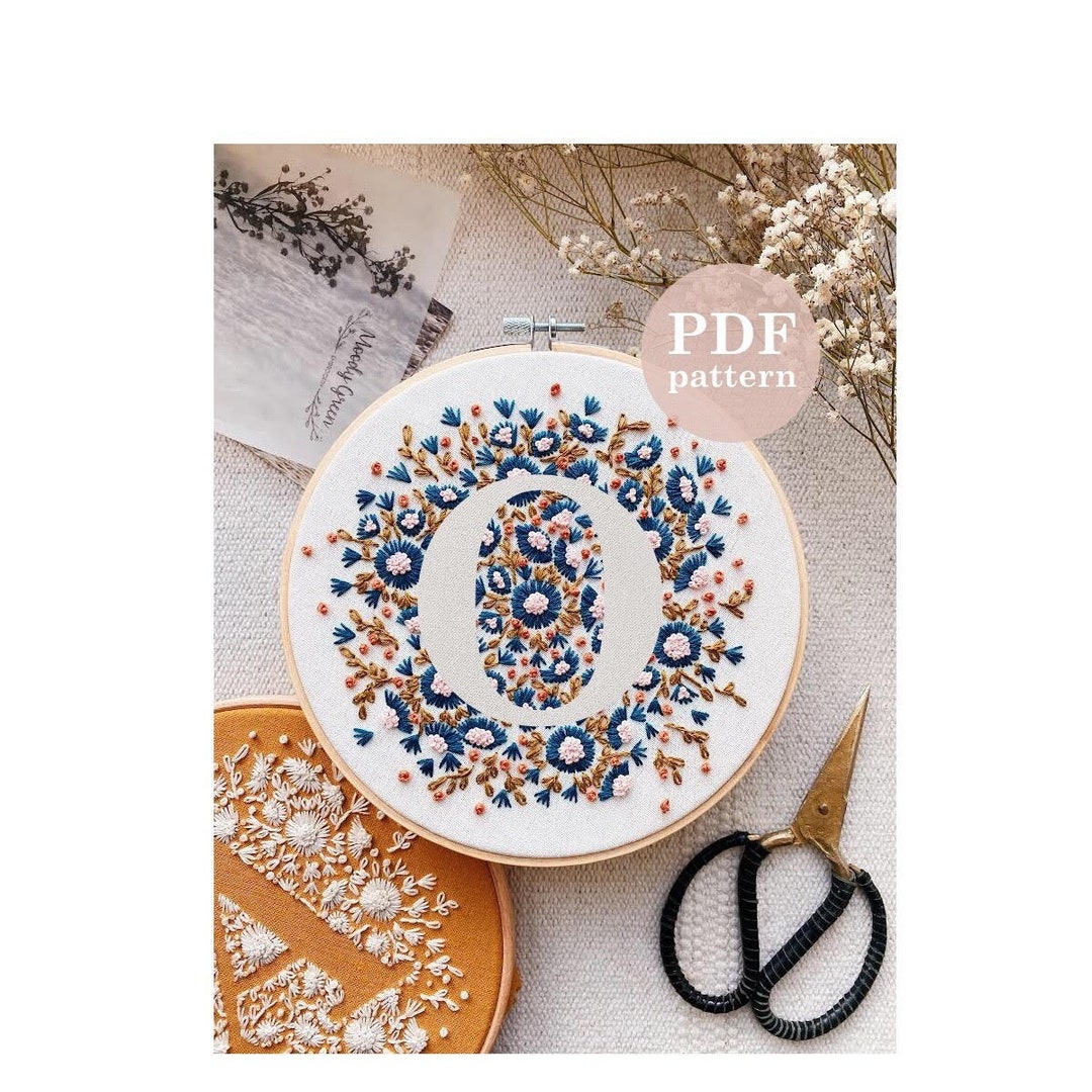 Tiny Flower Letter O Hand Embroidery Pattern: Detailed DIY Hoop Art ...