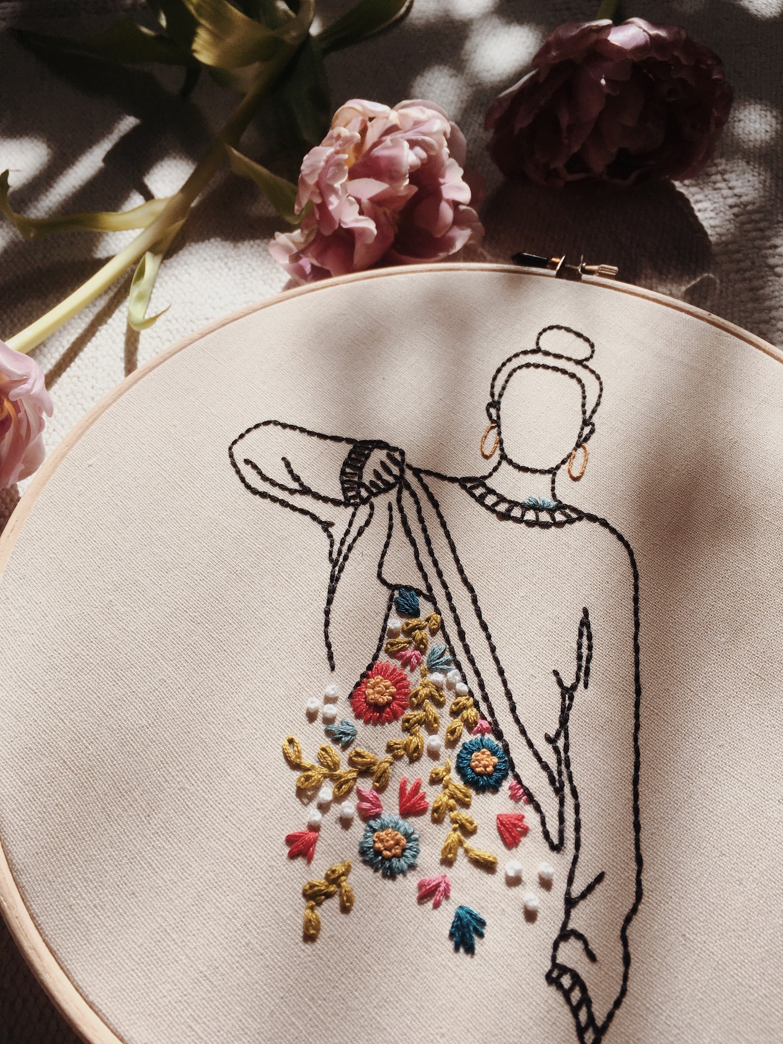 Floral Lady Hand Embroidery Pattern / Easy Digital PDF - Etsy