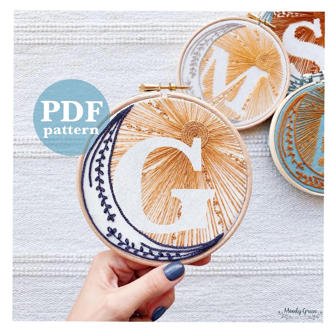 Celestial Design Letter "g" Hand Embroidery Pattern / Digital PDF ...