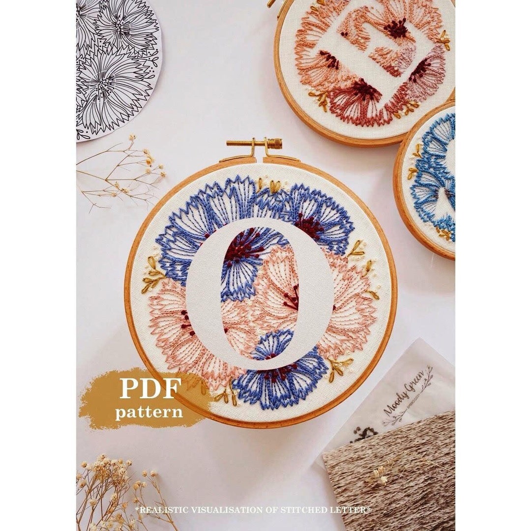Cornflower Letter "o" Hand Embroidery Pattern / Digital PDF Download ...