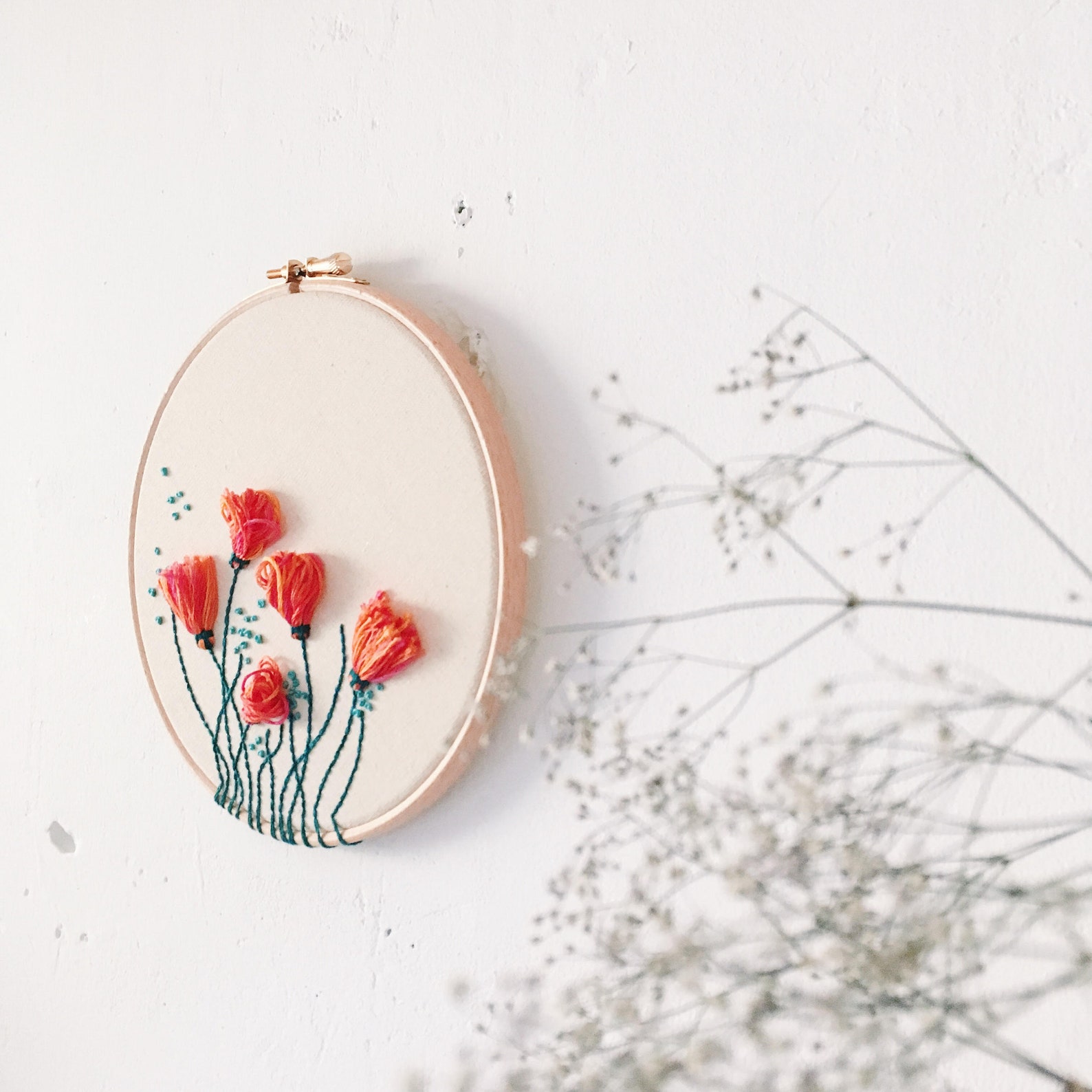 Spring Flowers Hand Embroidery Pattern: DIY Floral Hoop Art (digital ...
