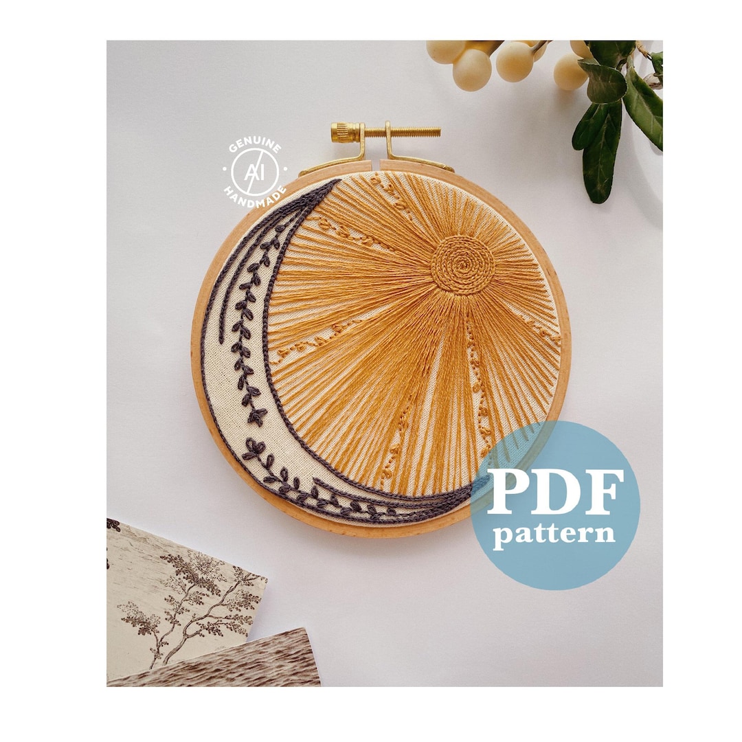 Celestial Embroidery Pattern: Sun & Moon DIY (digital PDF) - Etsy