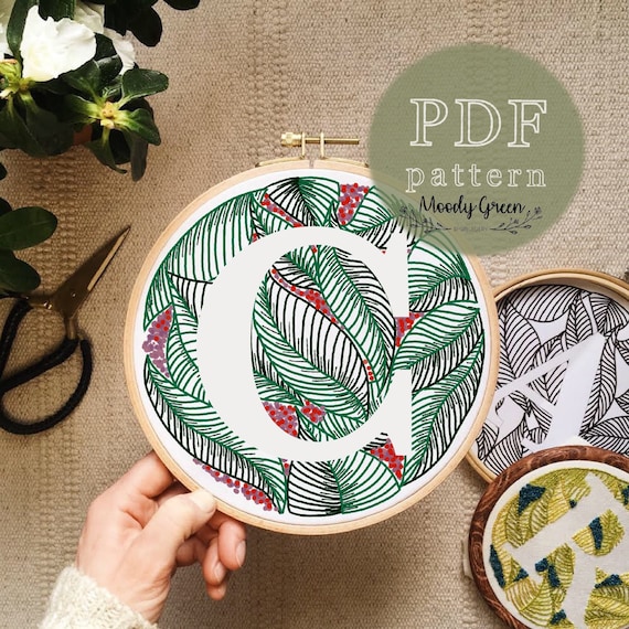 Botanical Letter C Hand Embroidery Pattern / | Etsy