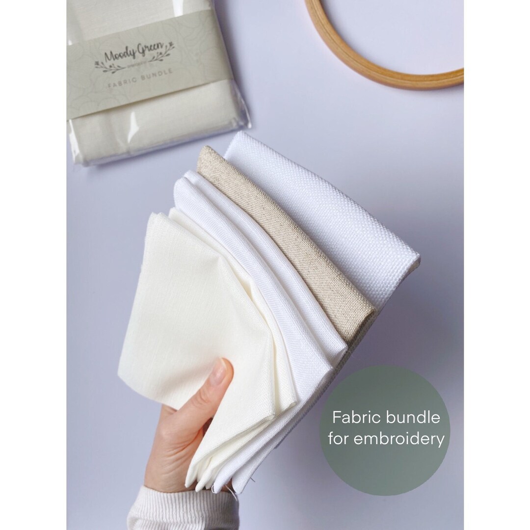Linen Fabric Bundle for Embroidery / 25x25 Cm 9.8”x9.8” Embroidery ...