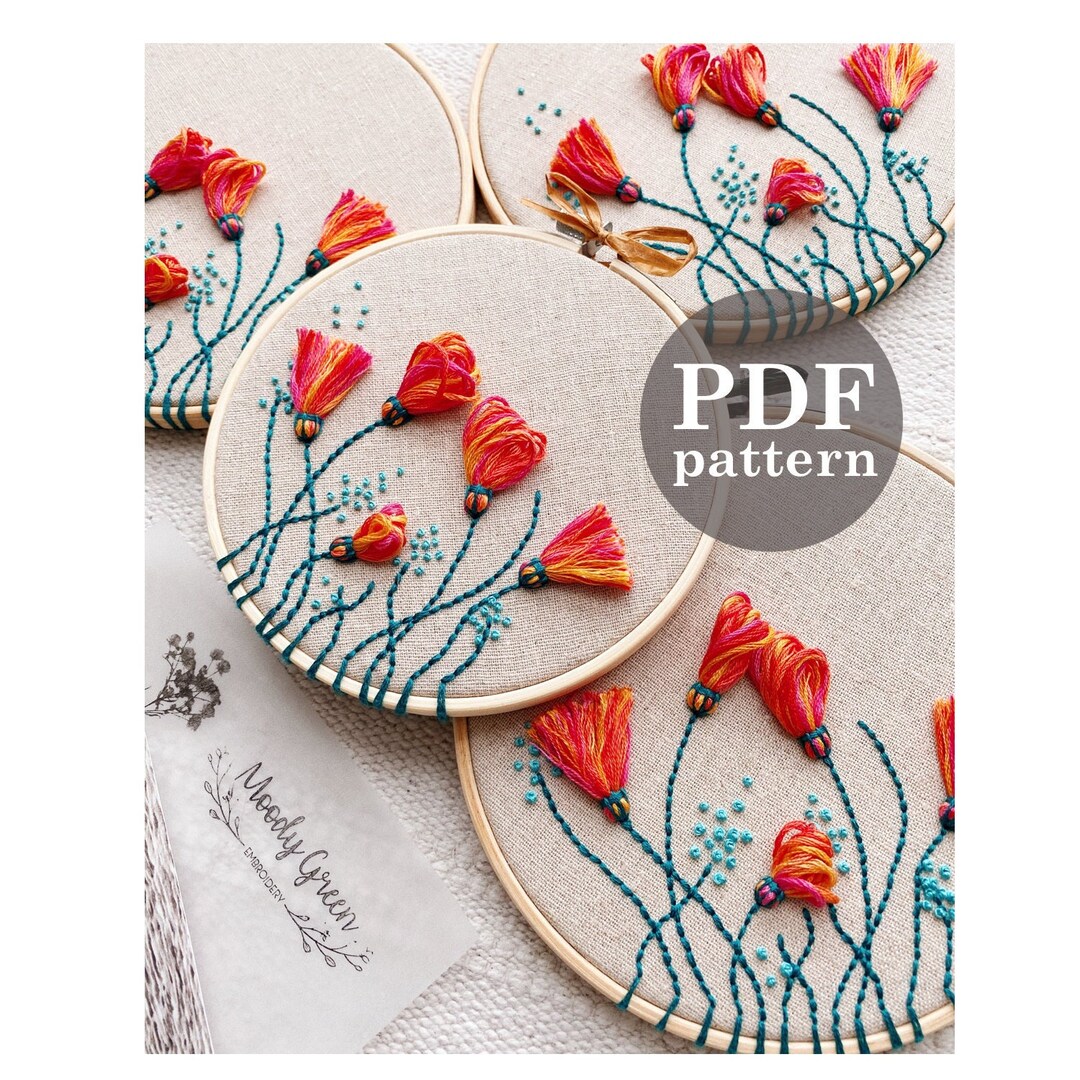 Spring Flowers Hand Embroidery Pattern: DIY Floral Hoop Art (digital ...