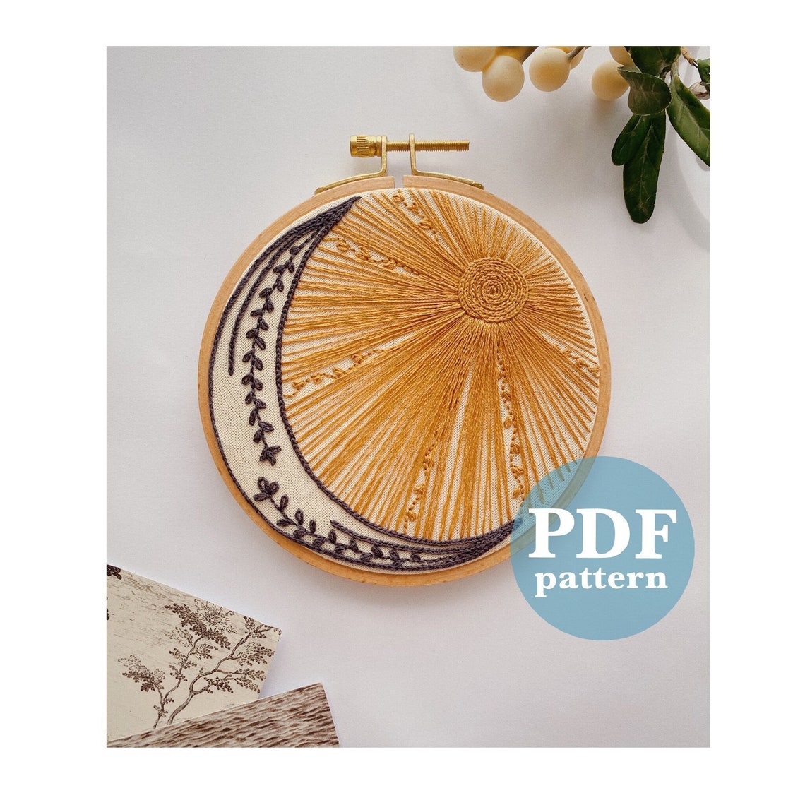 Celestial Embroidery Pattern: Sun & Moon DIY (digital PDF) - Etsy