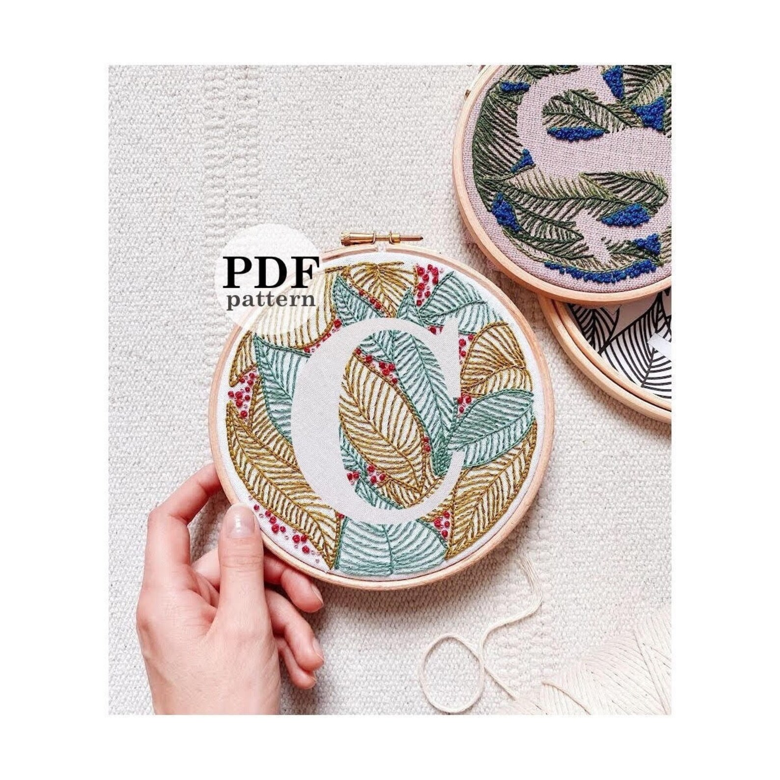 Botanical Letter c Hand Embroidery Pattern / - Etsy