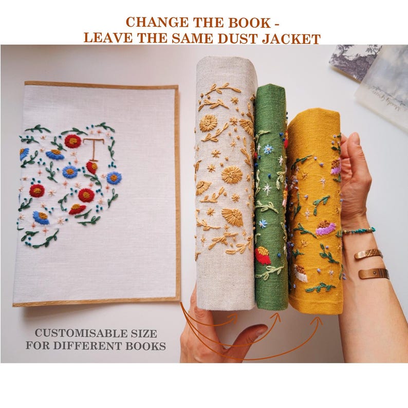 Personalized Foldable Book Cover : Floral Hand Embroidery PDF Pattern ...