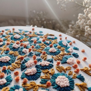 Floral Letter M Hand Embroidery Pattern: DIY Hoop Art (digital PDF ...