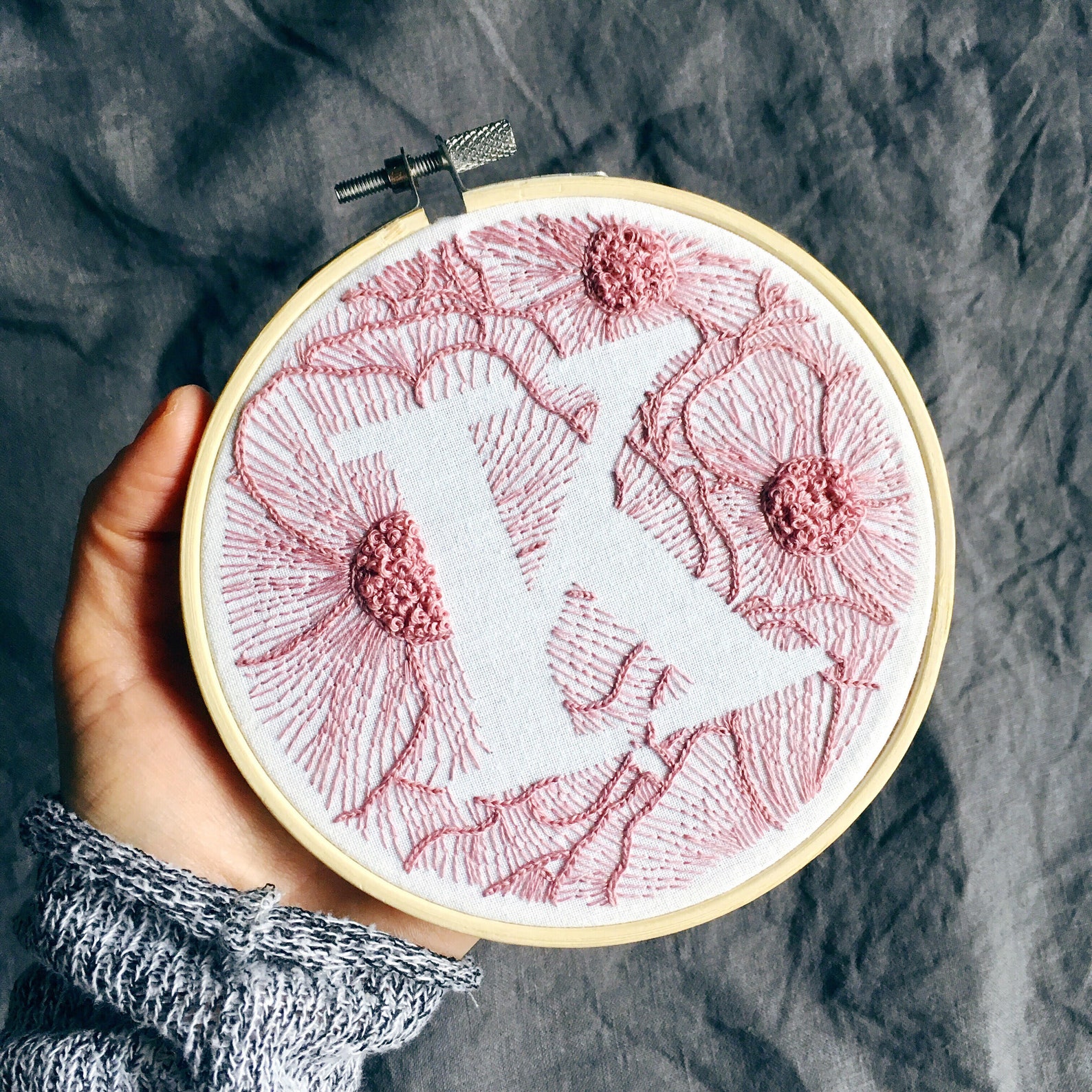 Personalized Hand Embroidery Monogram Hoop / Custom Initial - Etsy