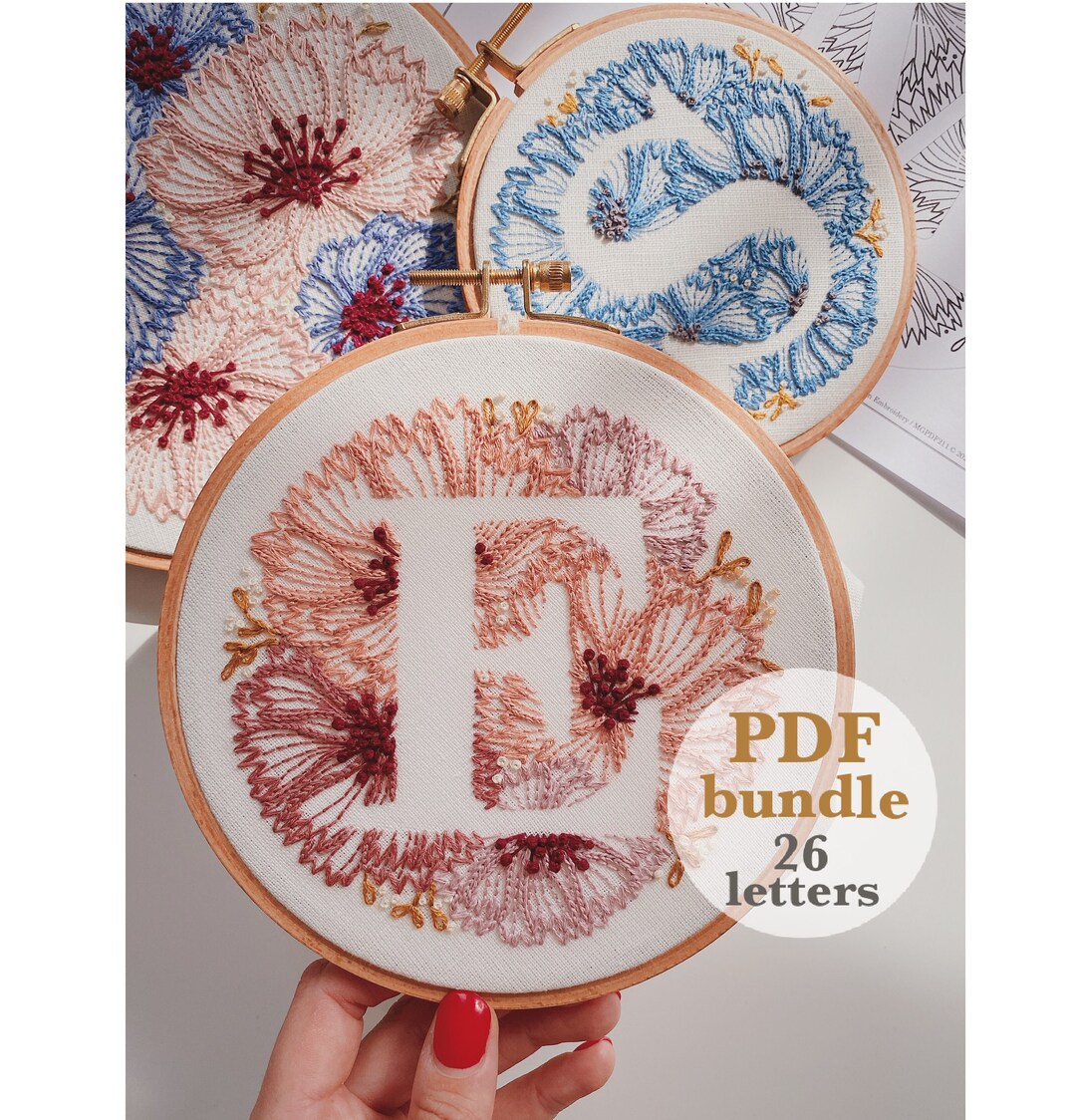 Cornflower Alphabet Bundle Hand Embroidery Pattern / Instant Digital ...