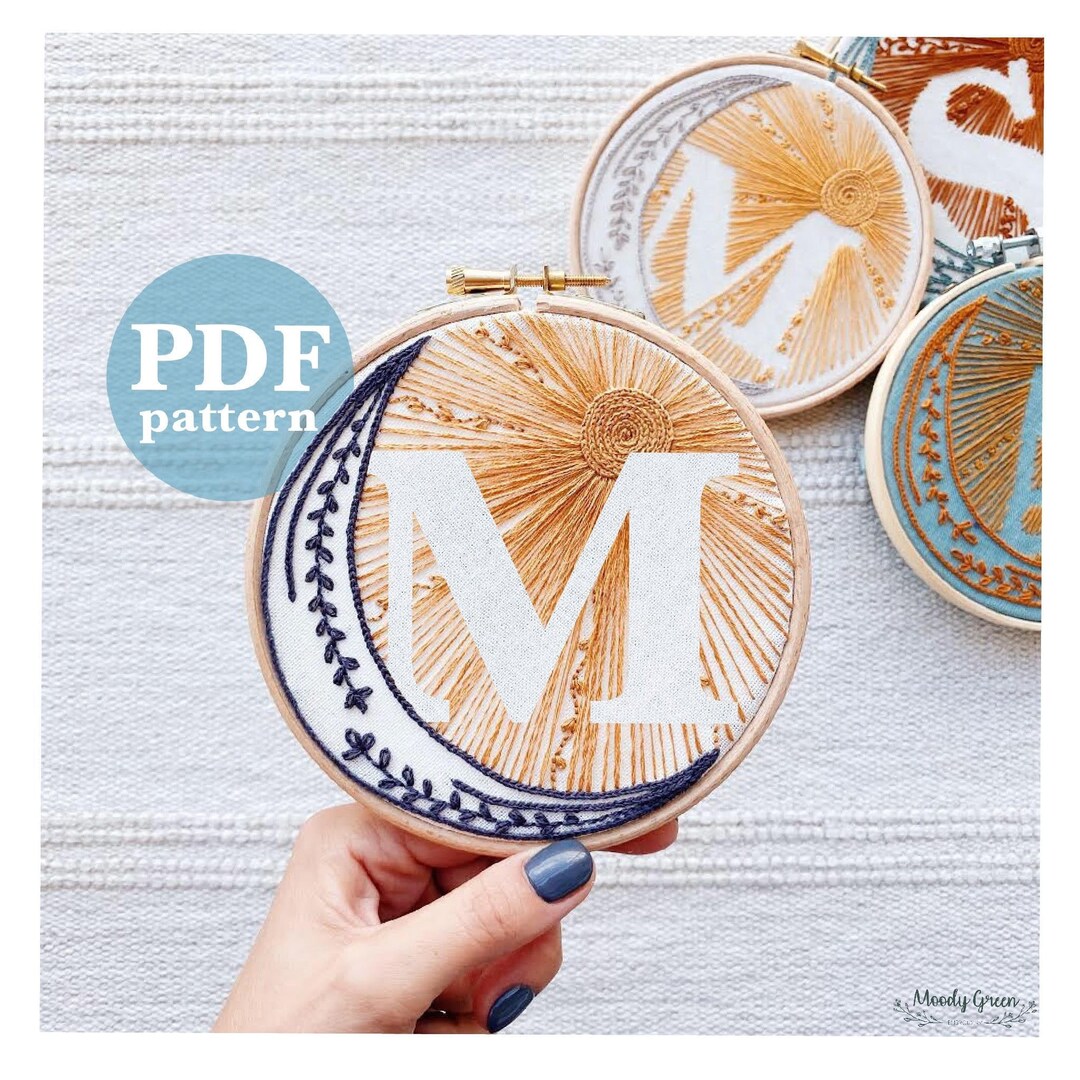 Celestial Design Letter "m" Hand Embroidery Pattern / Digital PDF ...