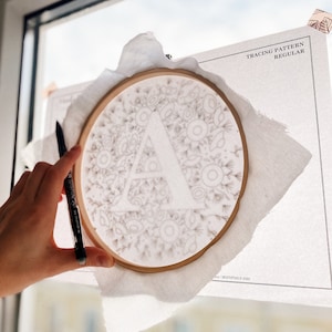 Floral Letter M Hand Embroidery Pattern: DIY Hoop Art (digital PDF ...